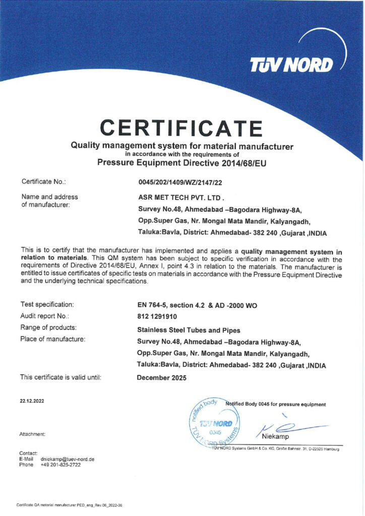 CERTIFICATIONS – ASR MET TECH